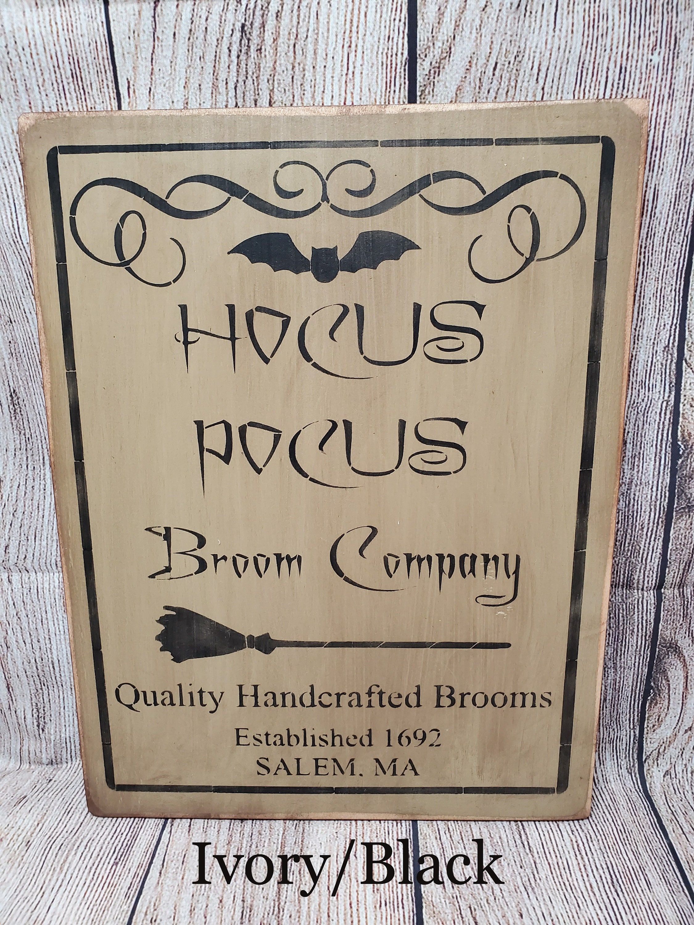 Hocus Pocus Broom Company Broom Bat Salem Halloween Sign | Etsy