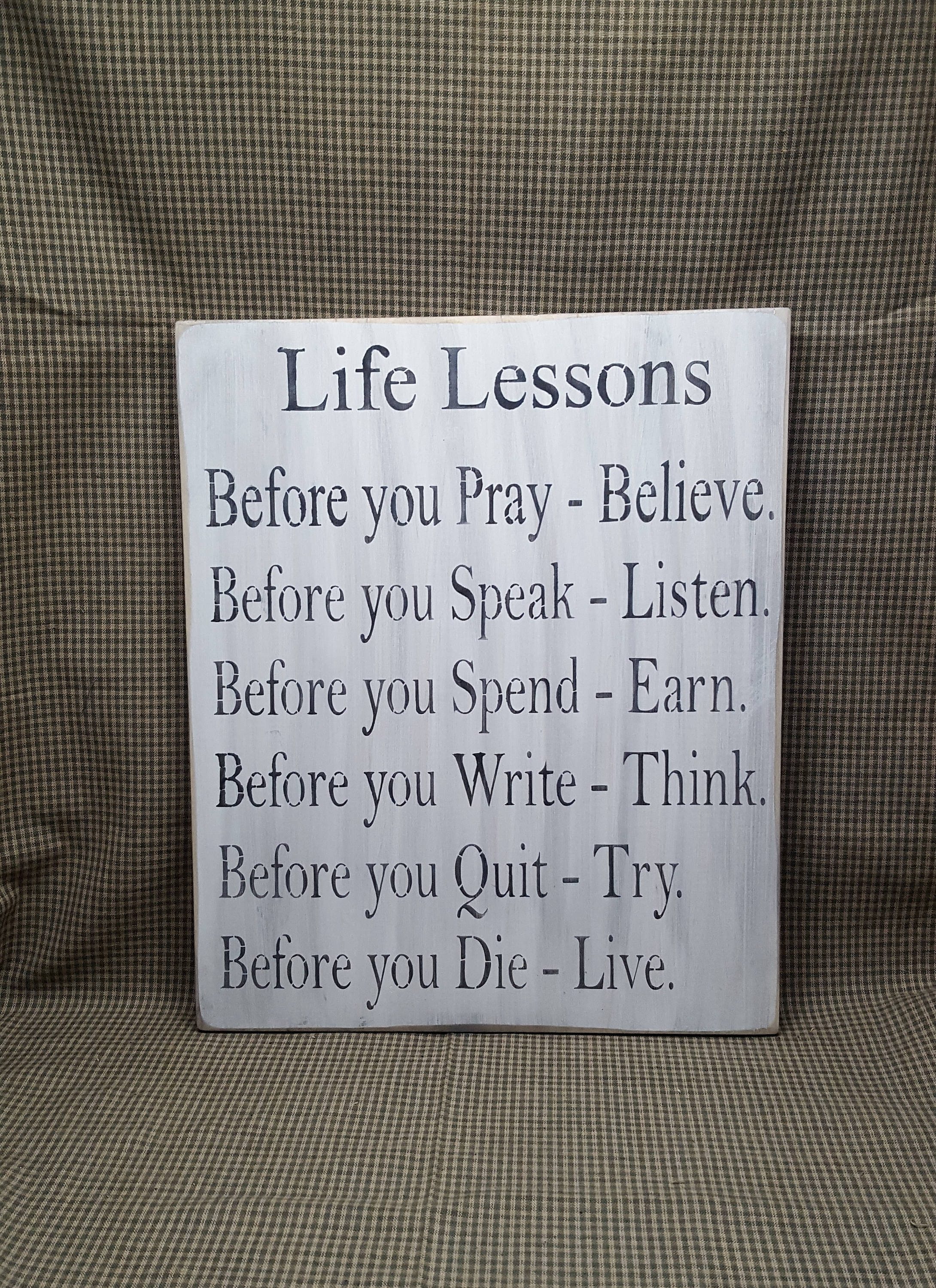 Life Lessons Wood Sign: Inspirational Rustic Decor - Etsy