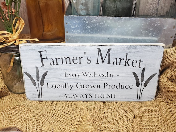 Farmers Market Locally Grown Produce Fresh vintage sign | Etsy