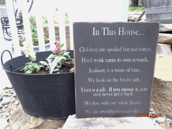 In This House Primitive Sign Family Sign House Rules Home | Etsy