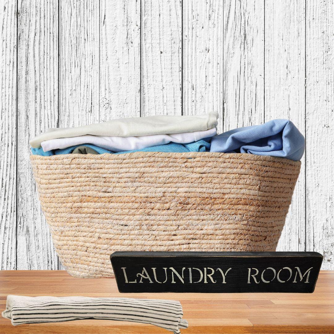 Primitive Laundry Room Sign: Distressed Black & Cream Wood Decor - Etsy