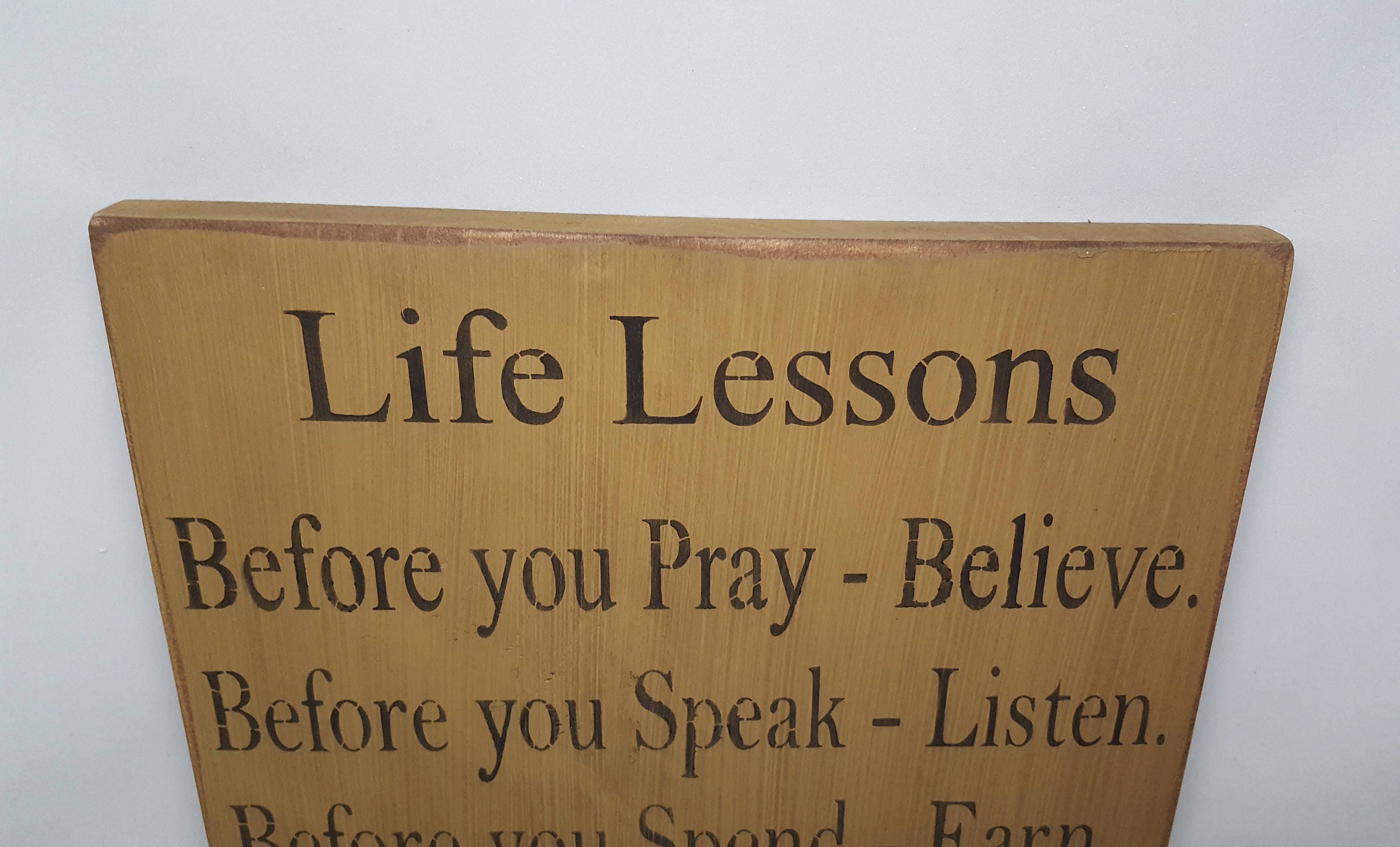Life Lessons Wood Sign: Inspirational Rustic Decor - Etsy