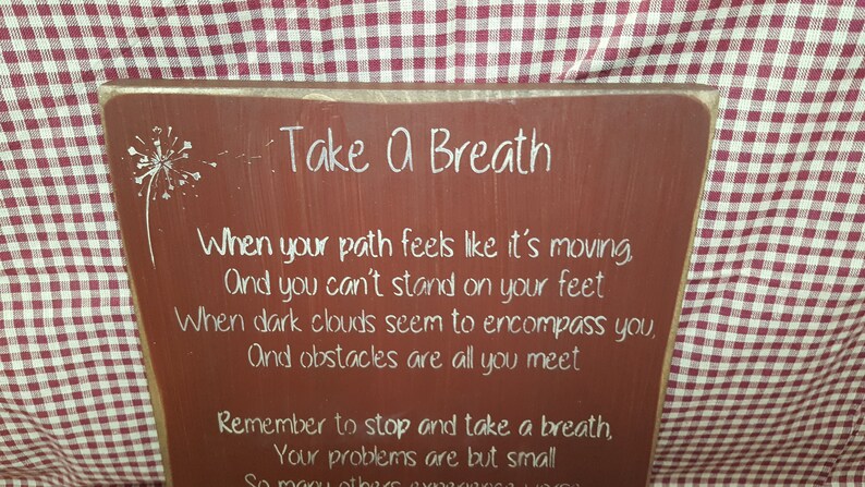 Take a Breath Poem Sign: Inspirational Stenciled Wood Decor - Etsy