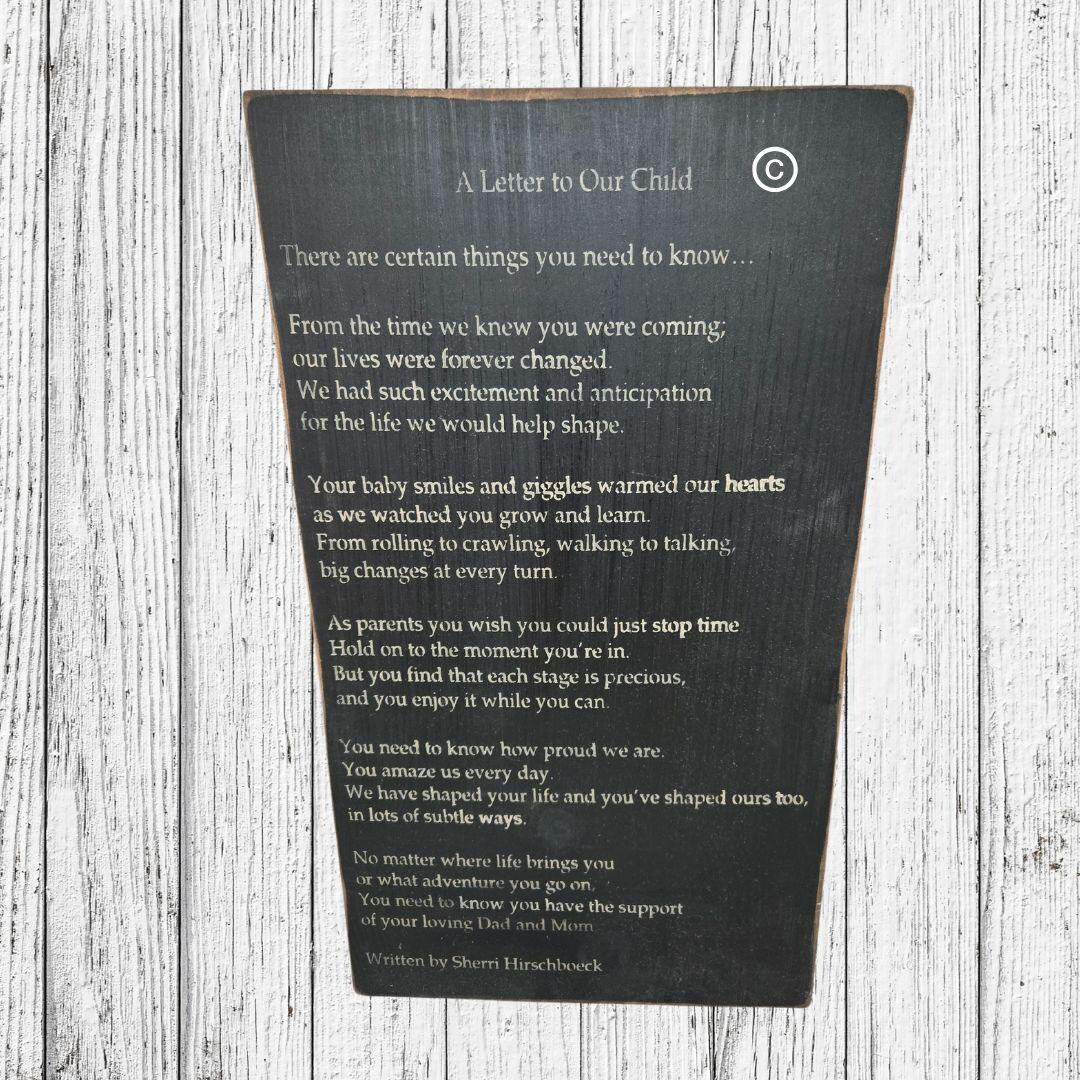 Letter to Our Child Wood Sign, Inspirational Graduation Gift - Etsy