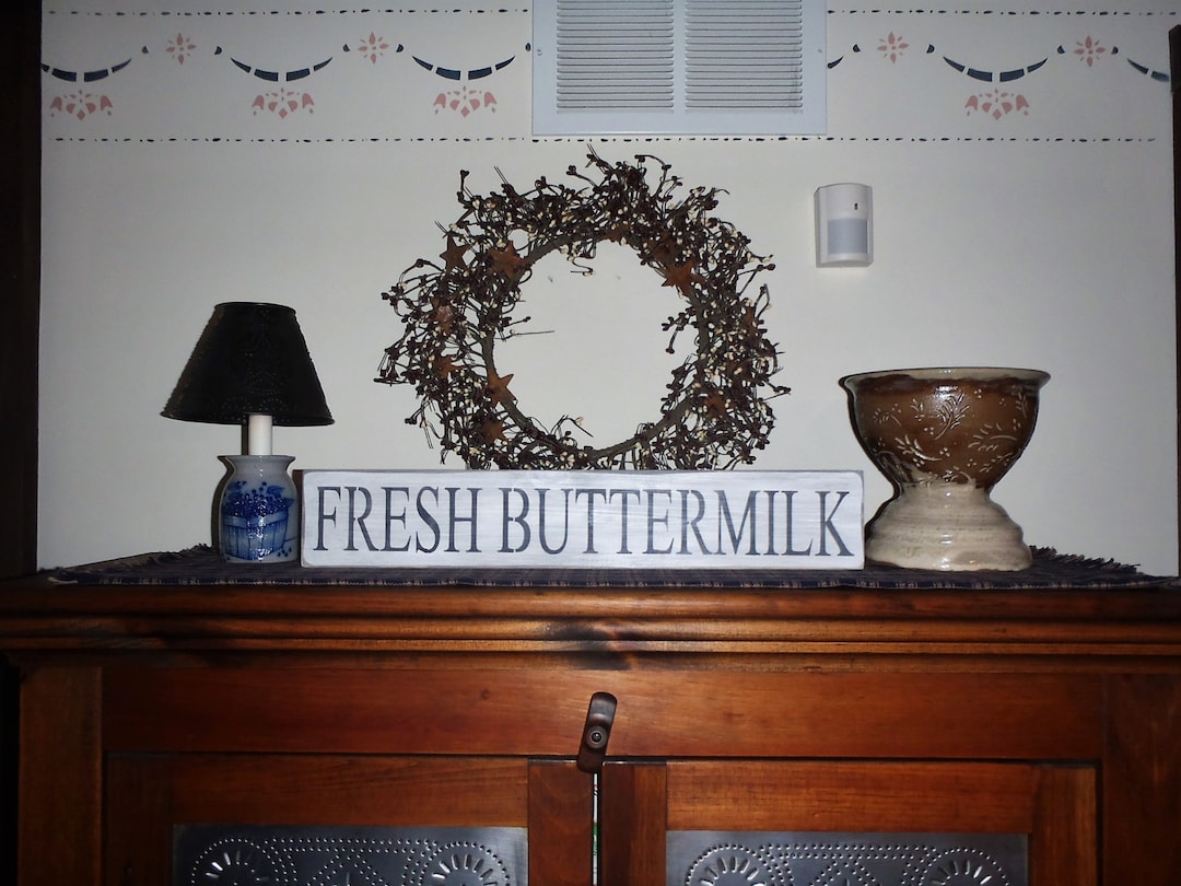 Fresh Buttermilk Wood Sign: Primitive Farmhouse Kitchen Decor - Etsy