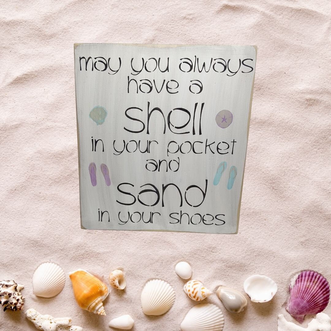 Beach House Wood Sign: Shells and Sand Decor (10x9.25) - Etsy