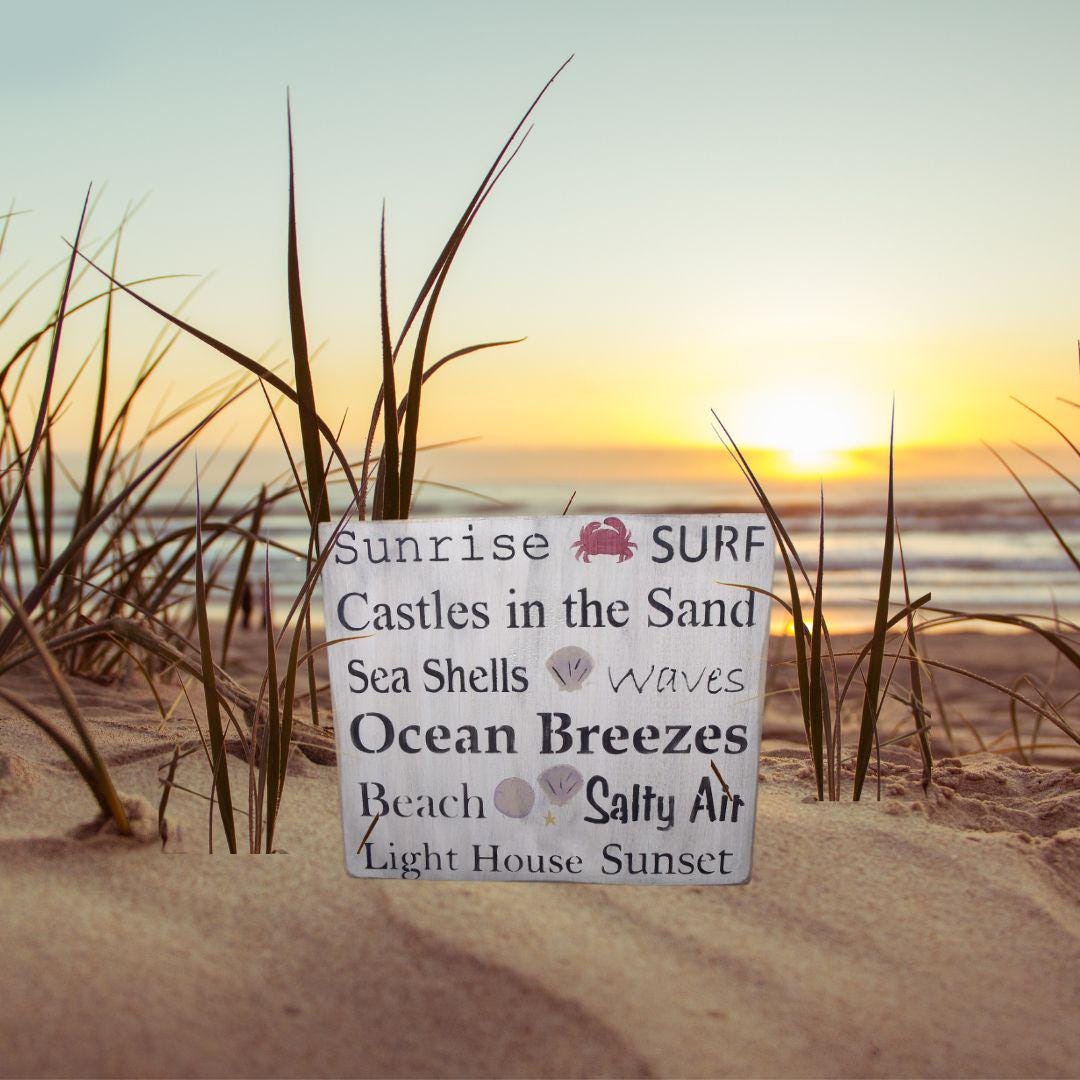 Distressed Beach Sign: Ocean Decor, Cottage Style (9.5" X 8") - Etsy