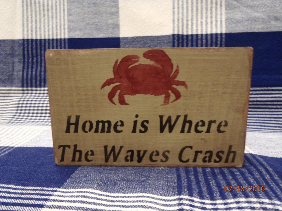 Ocean Sign: Crab Beach Decor, Distressed Wood Cottage Sign (4x5.5) - Etsy