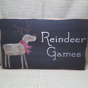 Reindeer Games, Holiday Sign, Christmas Sign, Winter Sign, Deer, Santa ...