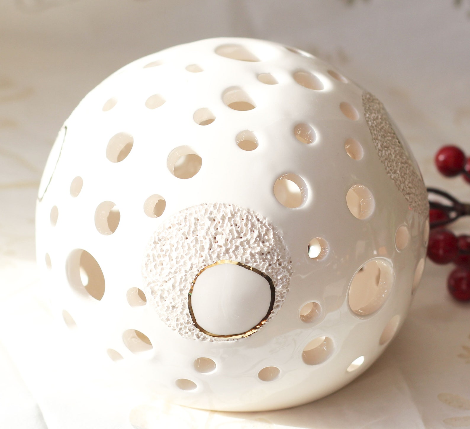 Ceramics Lamp, Tabletop Sphere Wireless Table Lamp, Battery-operated ...