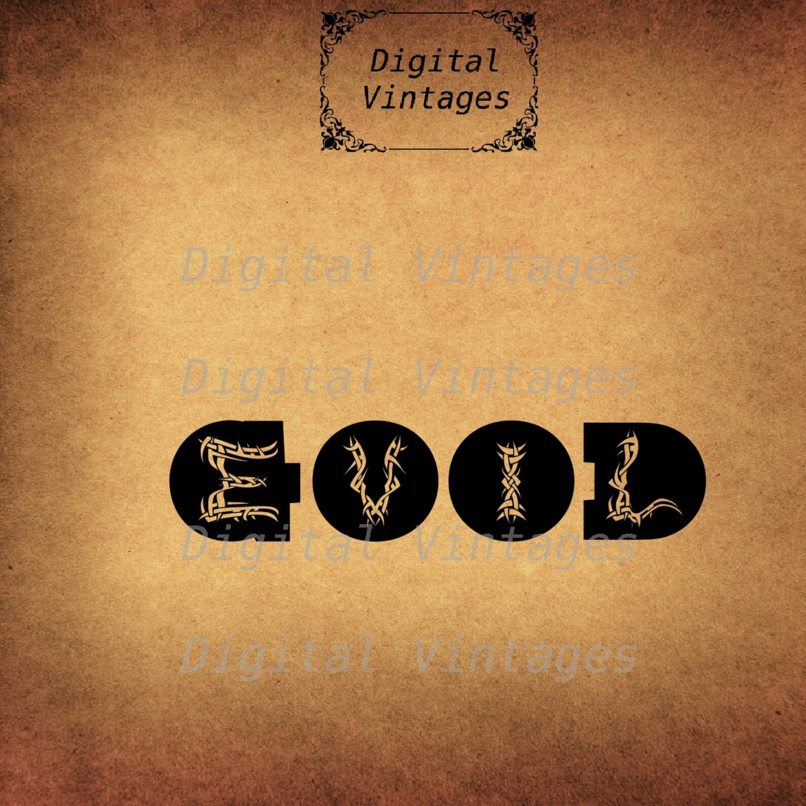 Good and Evil logo Typography Words Black Illustration Vintage | Etsy