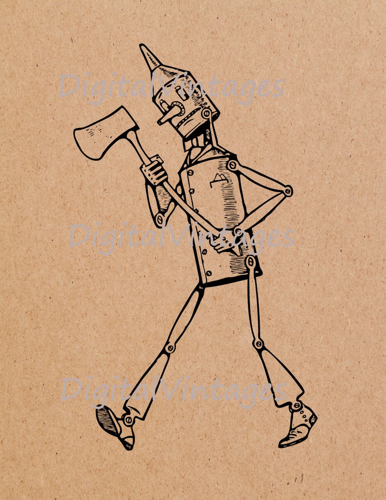 Tin Woodsman Tin Man Wizard of Oz Vintage Illustration Digital | Etsy
