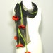 Black and Red Poppy Scarf Handfelted Scarf Red Flowers Poppies Boho ...