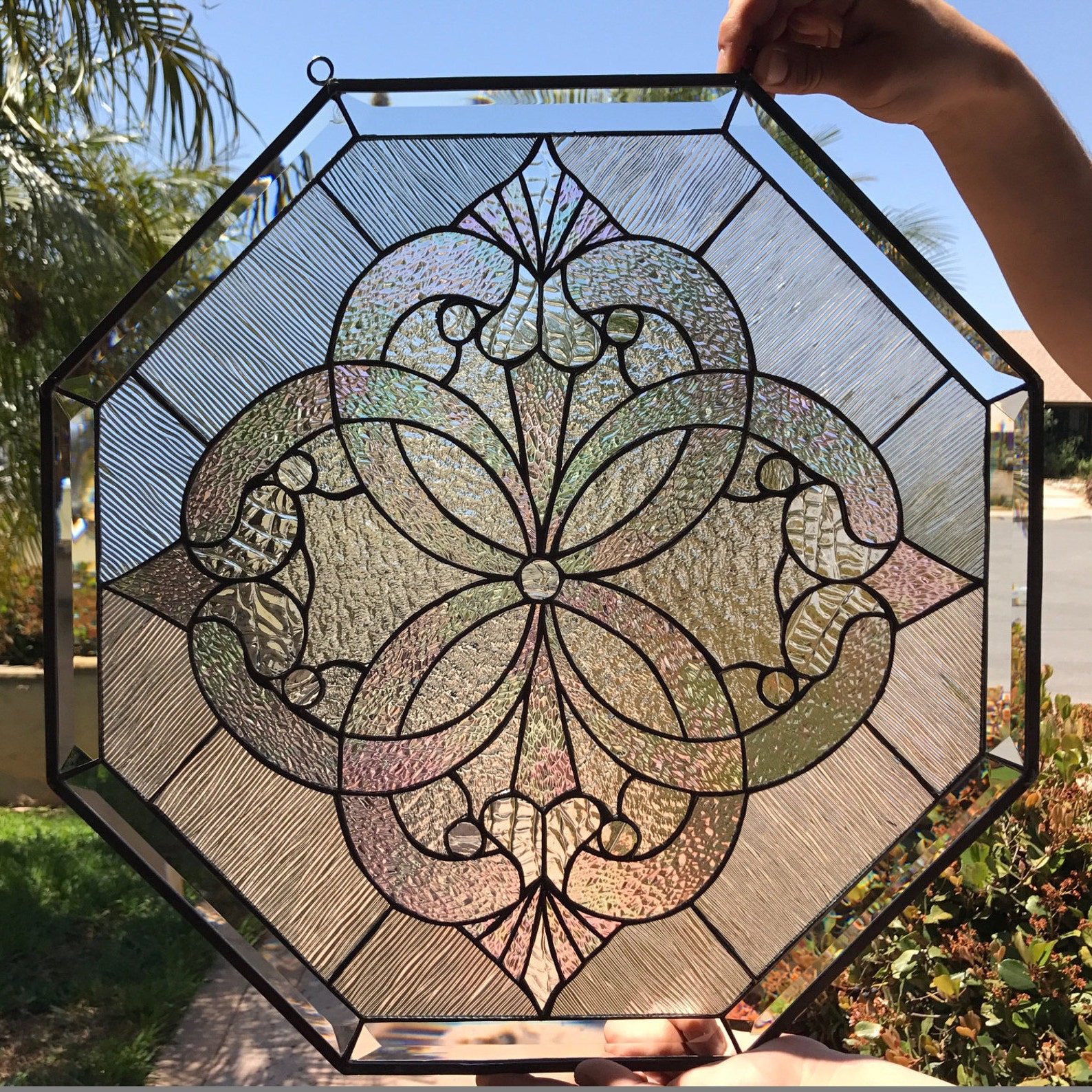 Beautiful Octagon Beveled Stained Glass Window Panel We Do Etsy
