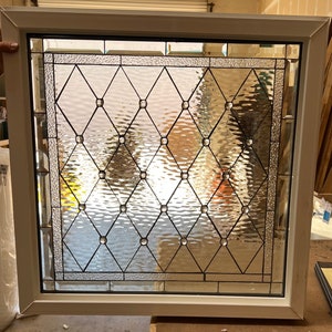 The "diamond & Jewels" Stained Glass Beveled Window - Ready to Install ...
