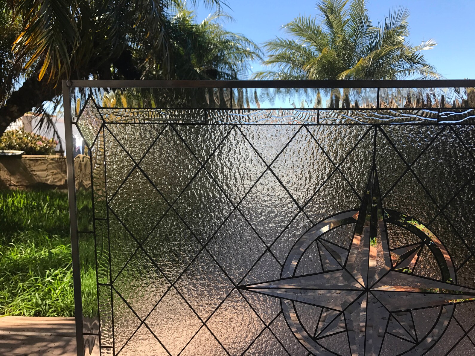 Clear Beveled Compass Rose Stained Glass Window Panel, Hangings Tudor ...