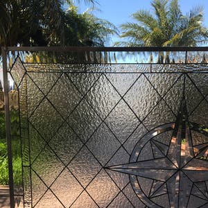 Clear Beveled Compass Rose Stained Glass Window Panel, Hangings - Tudor ...