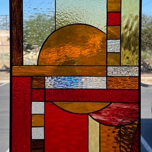 Beautiful Mission Style Leaded Stained Glass Window Panel Transom ...