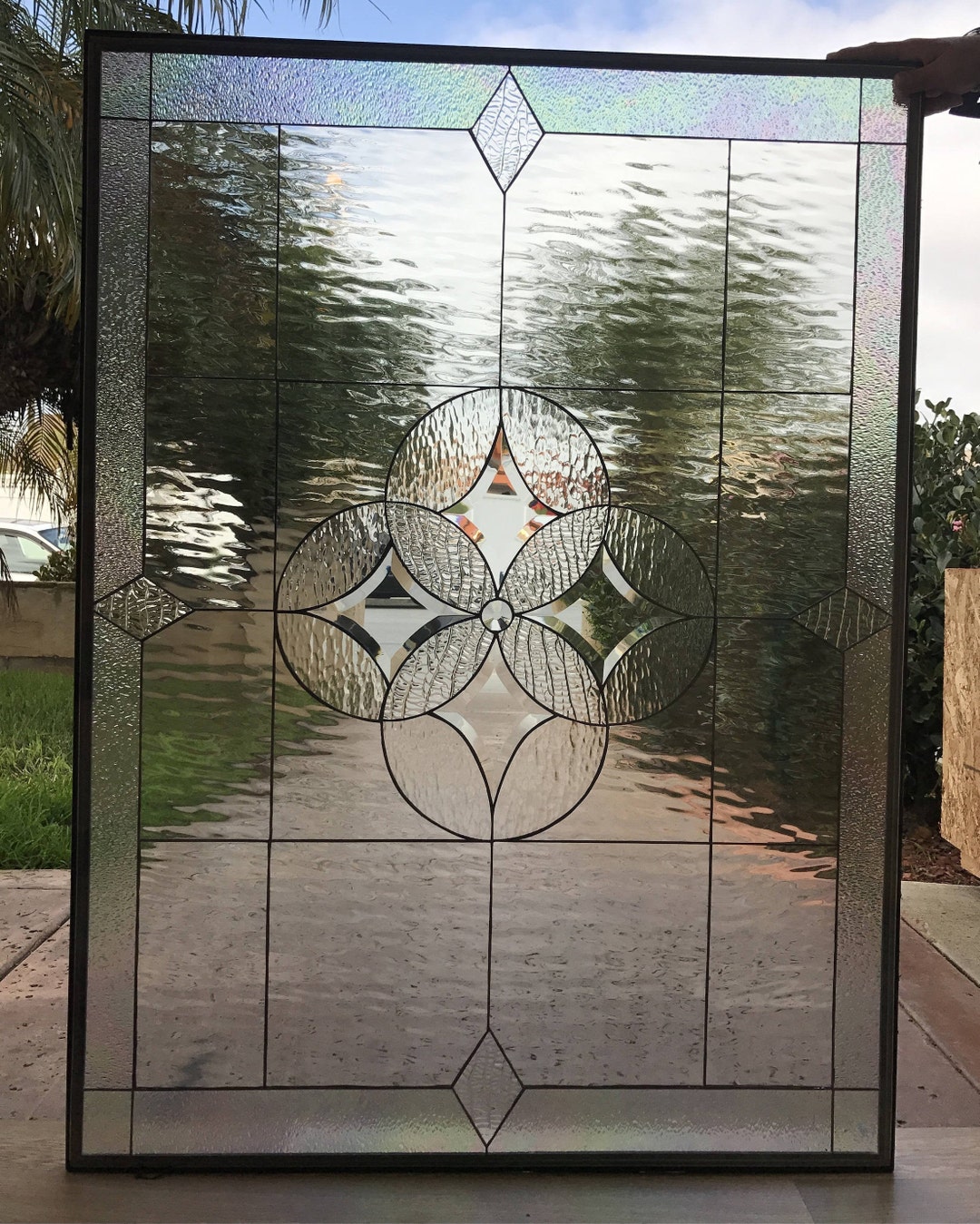 Elegant Stained Beveled Glass Window Panel, Hangings - Hermosa All ...