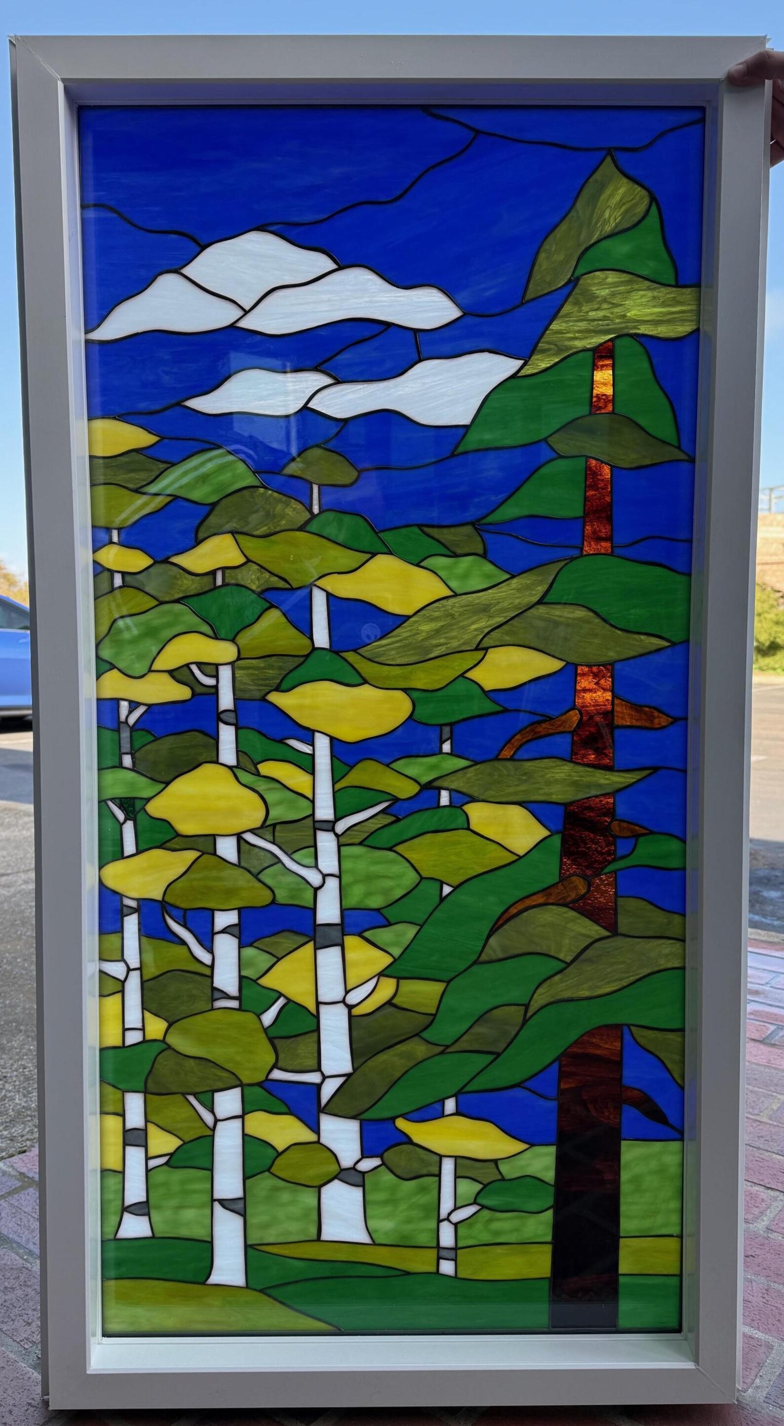 Birch Trees Stained Glass Window Insulated in Tempered Glass & Vinyl ...
