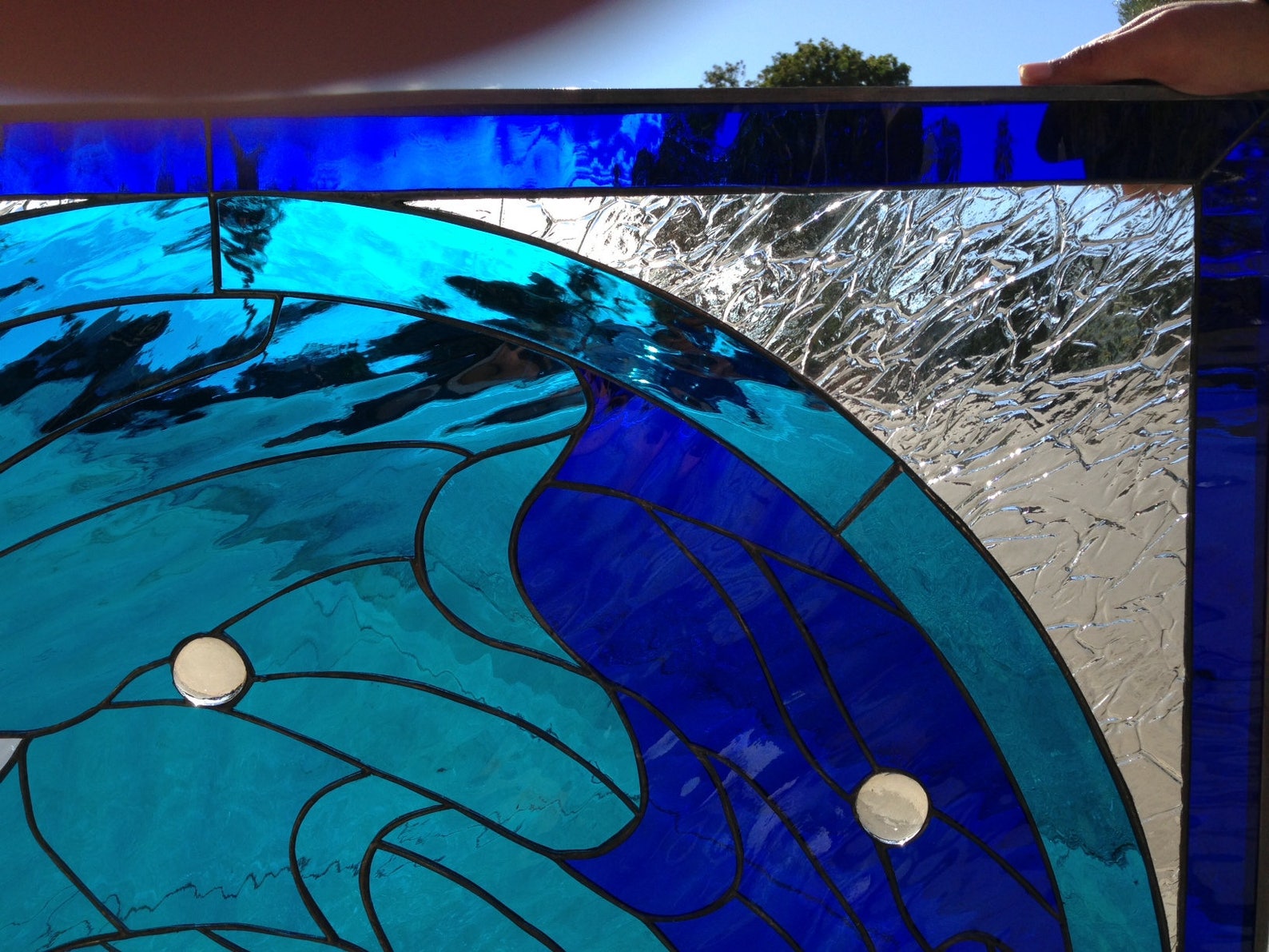 Cresting Wave Stained Glass Window Panel Hangings 3 Ocean - Etsy