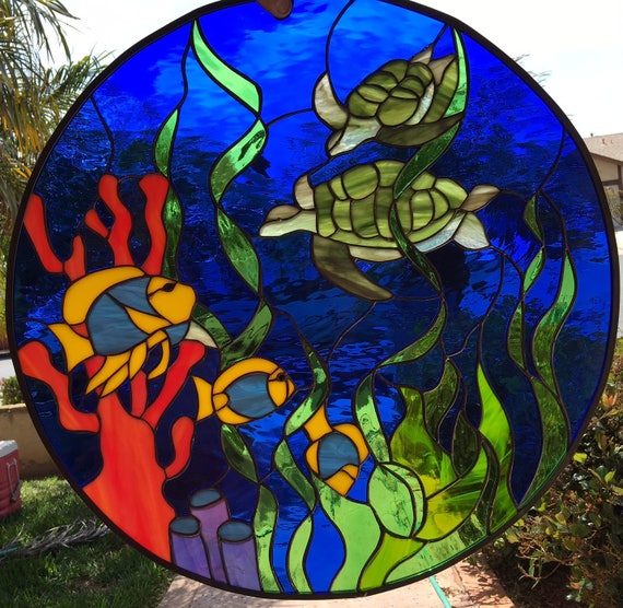 Reef Fish Stained Glass Patterns Clownfish Stained Glass Suncatcher,