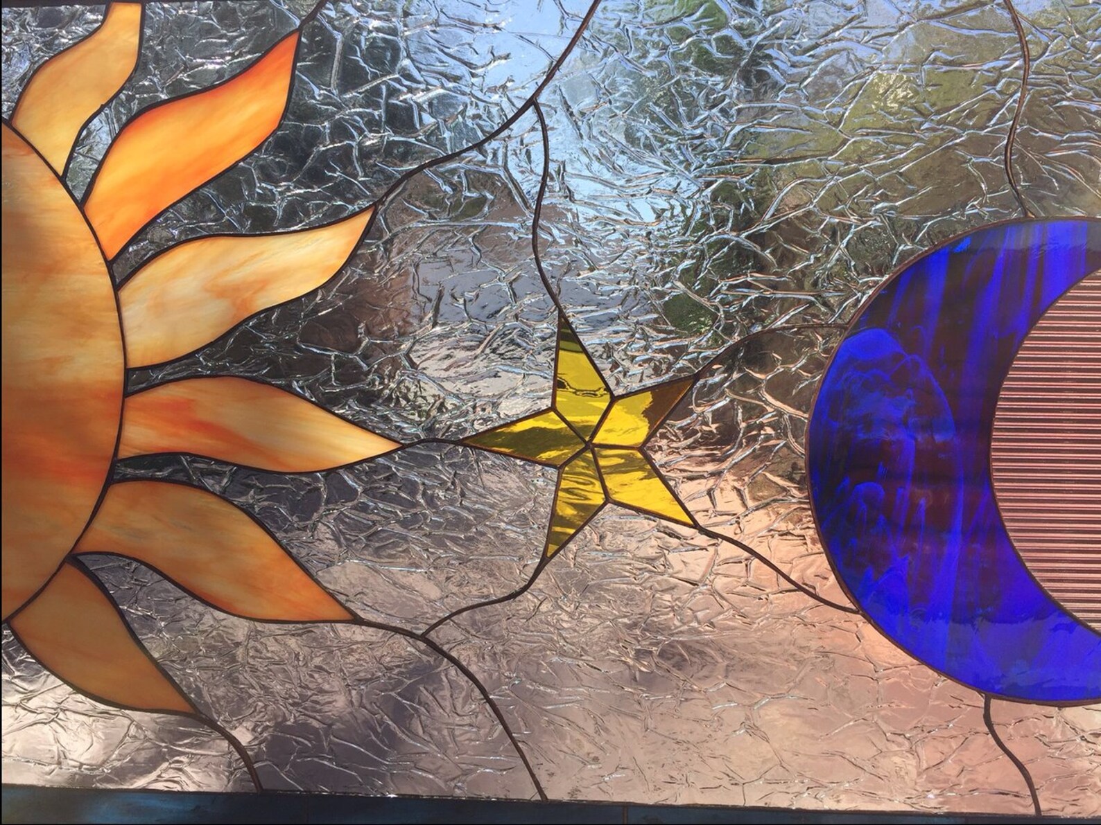 Mystical Star, Sun & Moon Stained Glass Window Panel, Hangings ...