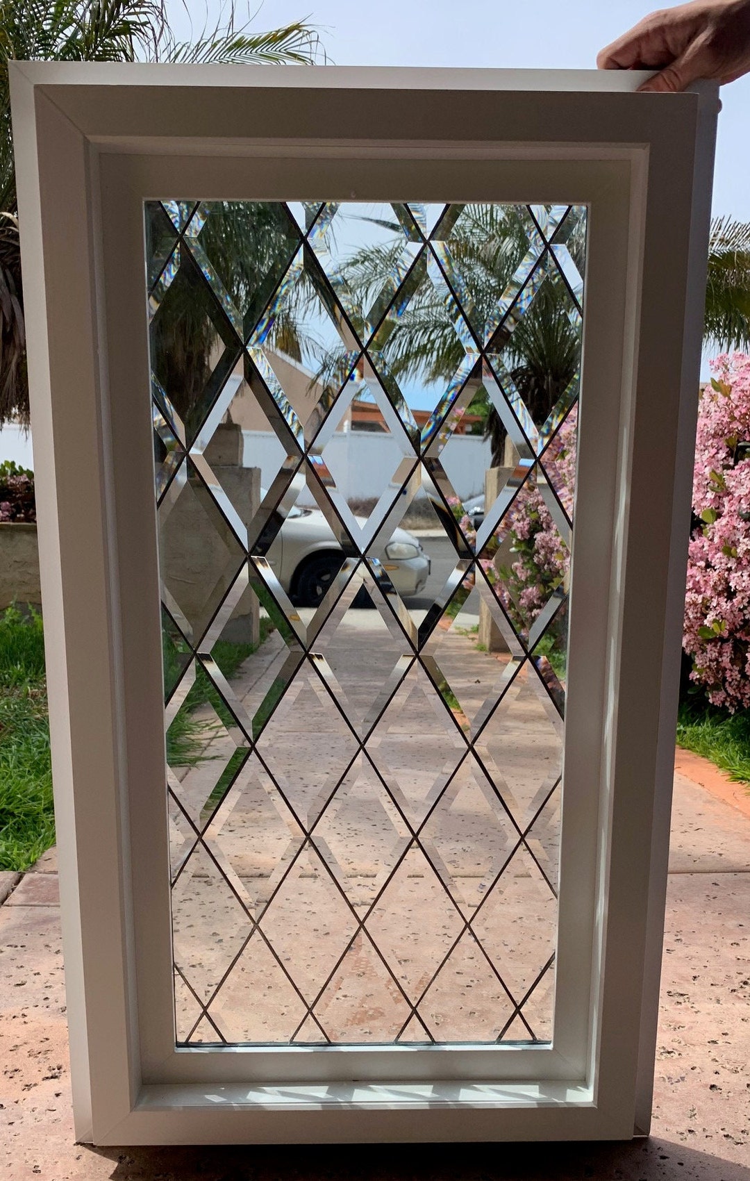 Tudor Style All Beveled Diamond Glass Window - Vinyl Framed Insulated ...