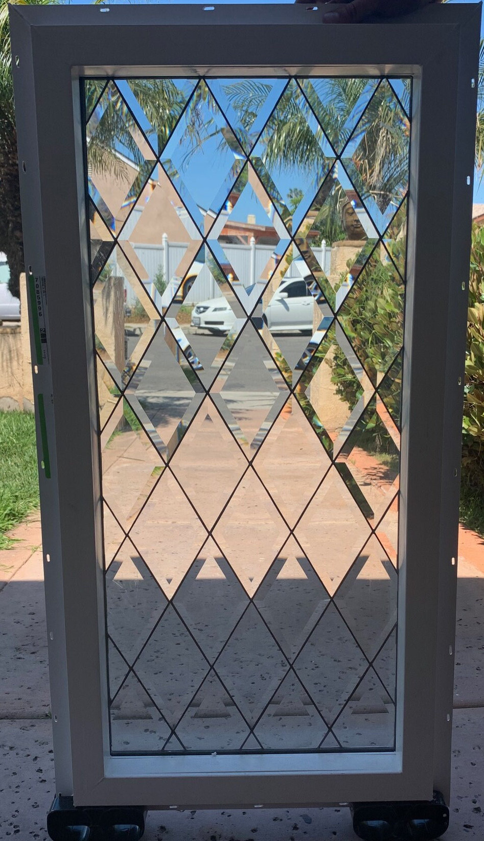 Tudor Style All Beveled Diamond Glass Window Vinyl Framed Insulated ...