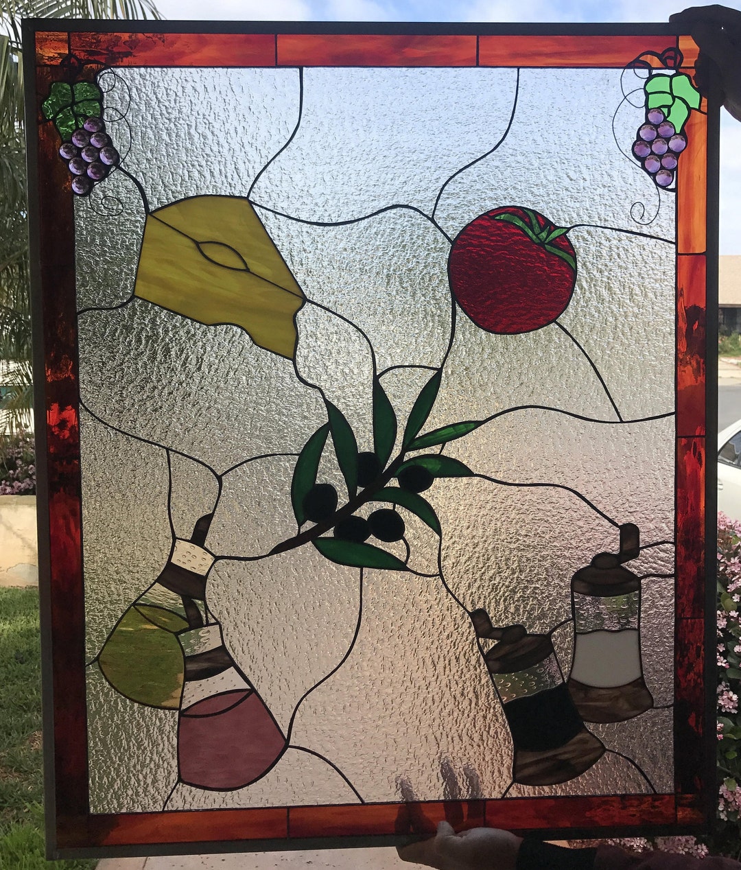 Italian Chef Kitchen Stained Glass Window Panel or Cabinet Insert ...