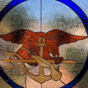 Marines Navy Stained Glass Window Panel - USA Navy Stained Glass Art ...