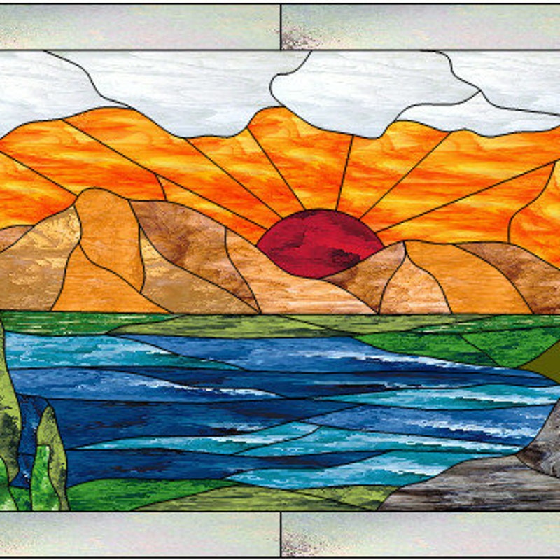 Stain Glass Panel Sunset - Etsy