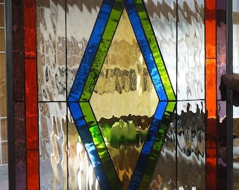 Geometric Stained Glass Diamond Window Panel Hangings | Etsy