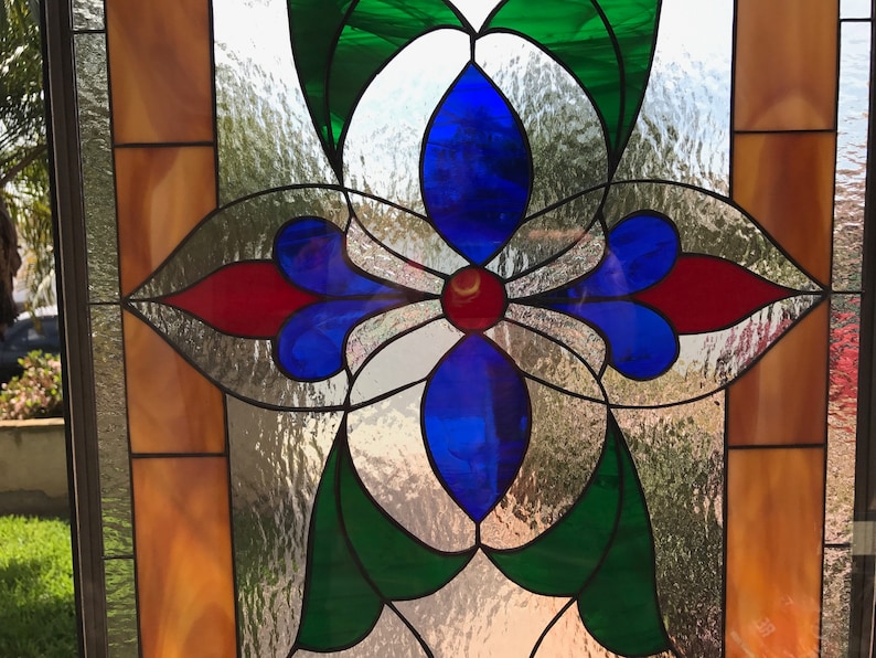 Victorian Flower Window Panel Victorian Flower Stain Glass - Etsy