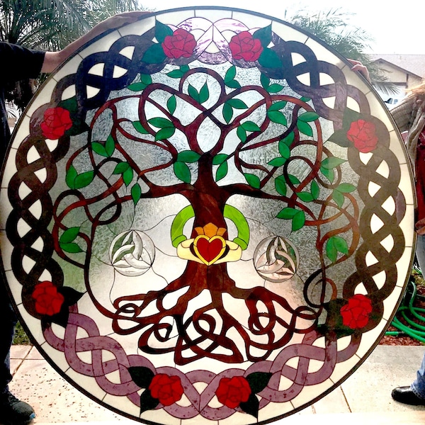 Stained Glass Window Hanging Tree of Life - Etsy