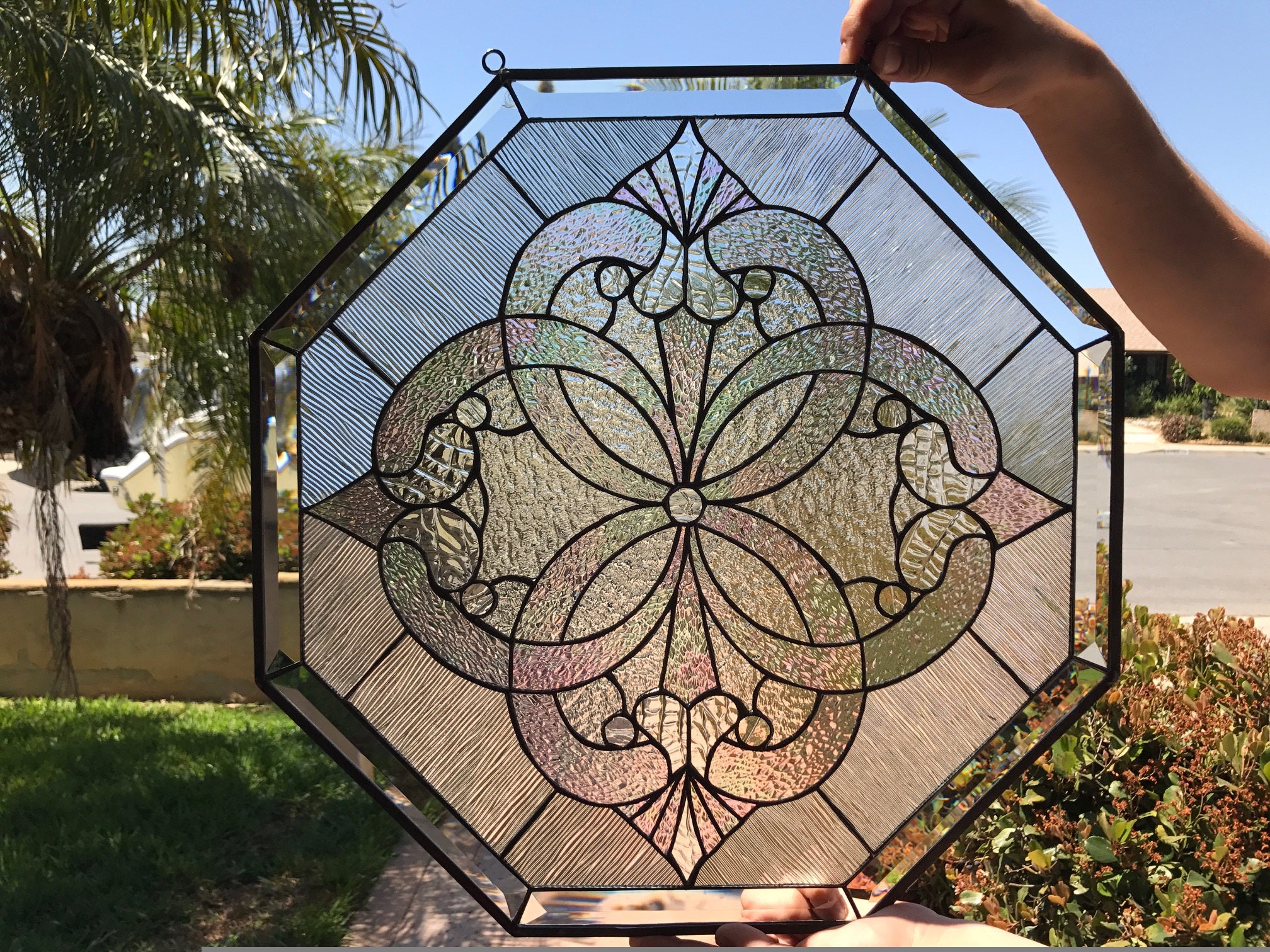 Beautiful Octagon Beveled Stained Glass Window Panel We do | Etsy