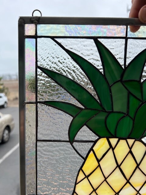 Pineapple Stained Glass Window Panel - Fresh Harvested Fruit, Art Glass ...