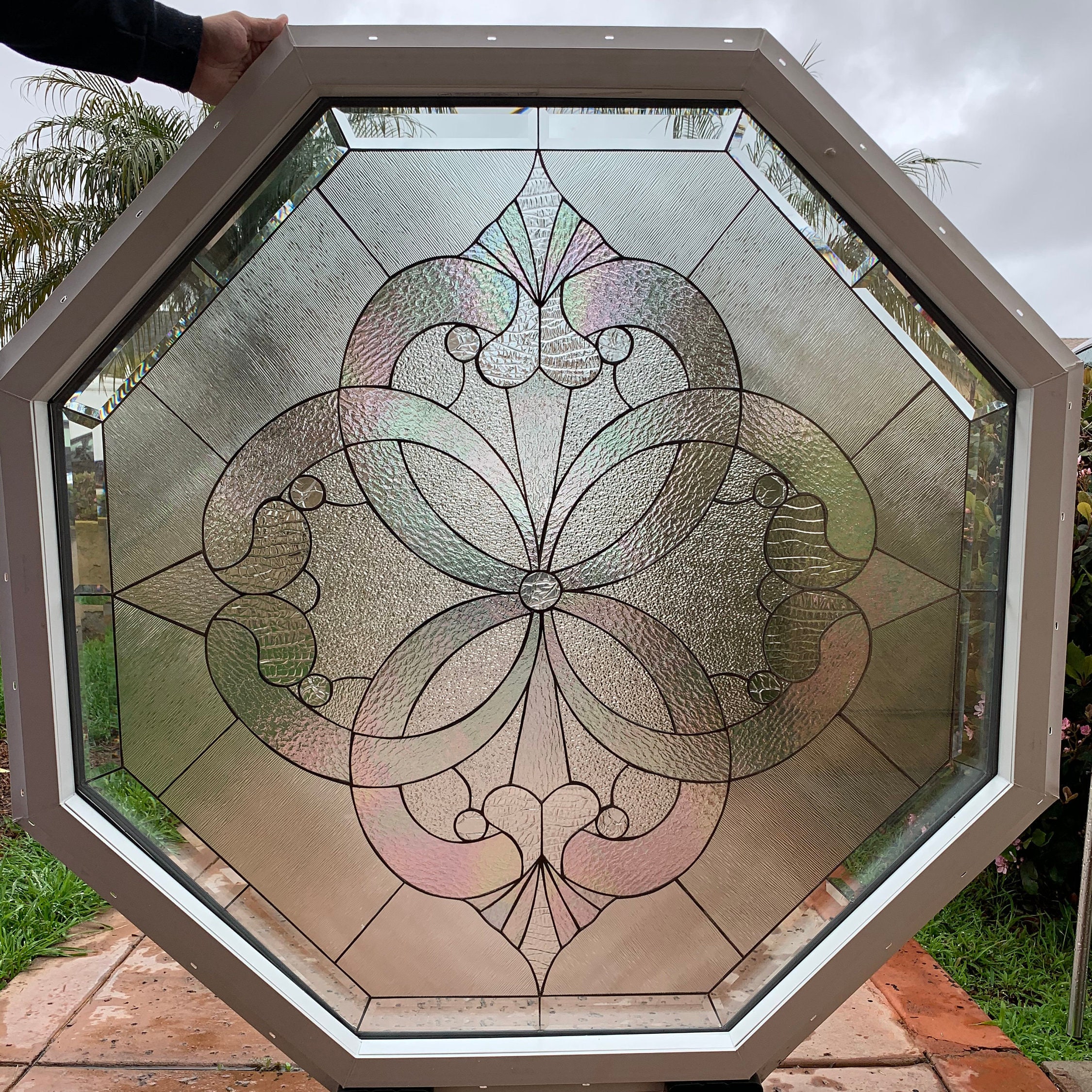 Octagonal Stained Glass Window Panel Vinyl Framed Insulated Etsy