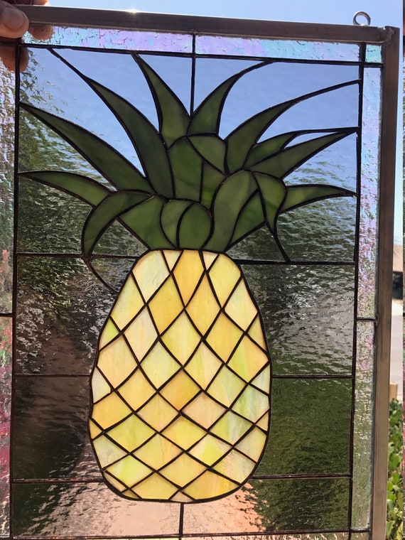 Pineapple Stained Glass Window Panel Fresh Harvested Fruit - Etsy