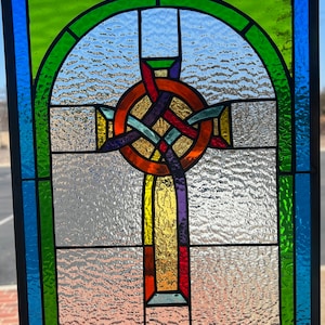 Custom Gothic Cross Stained Glass | Religious Church Window | Colorful ...