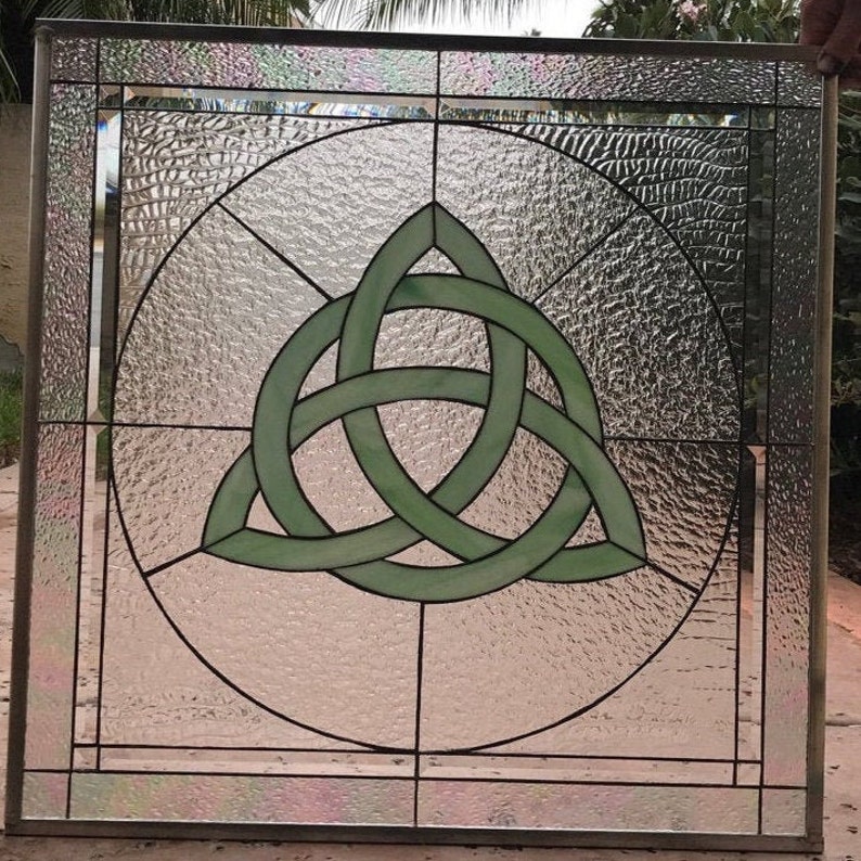 Green Celtic Knot Clear Textured Stained Glass Windows - Etsy