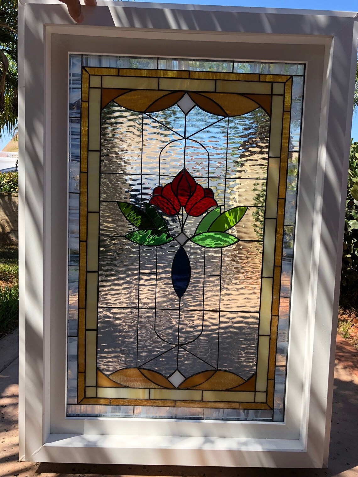 Victorian Rose Stained Glass Window - Insulated and Pre-installed in ...