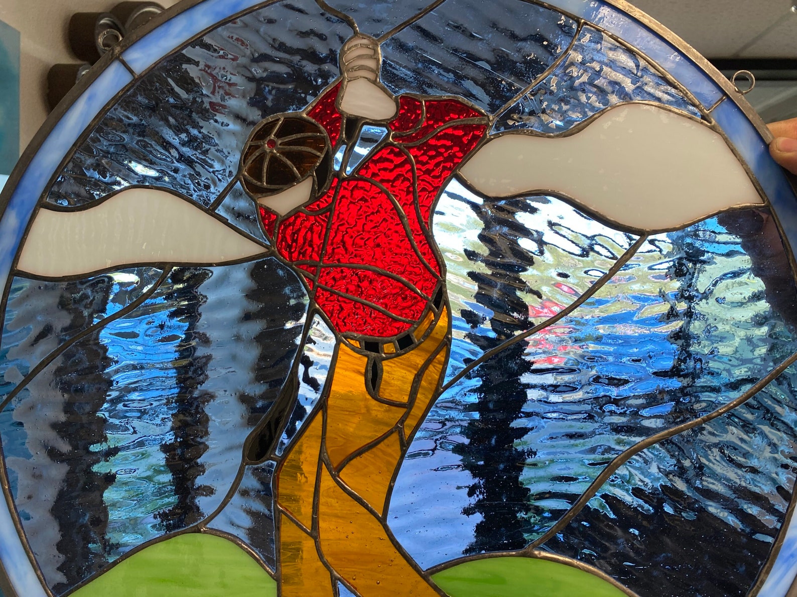 Golfer Leaded Stained Glass Window Panel Hangings Golf - Etsy