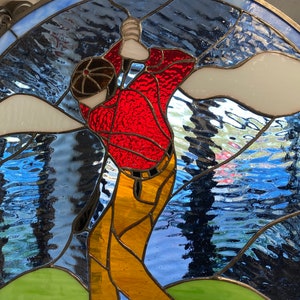Golfer Leaded Stained Glass Window Panel, Hangings - Golf Sports, Golf ...