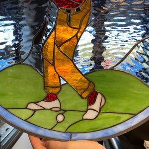 Golfer Leaded Stained Glass Window Panel, Hangings - Golf Sports, Golf ...