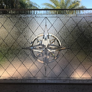 Clear Beveled Compass Rose Stained Glass Window Panel, Hangings Tudor ...