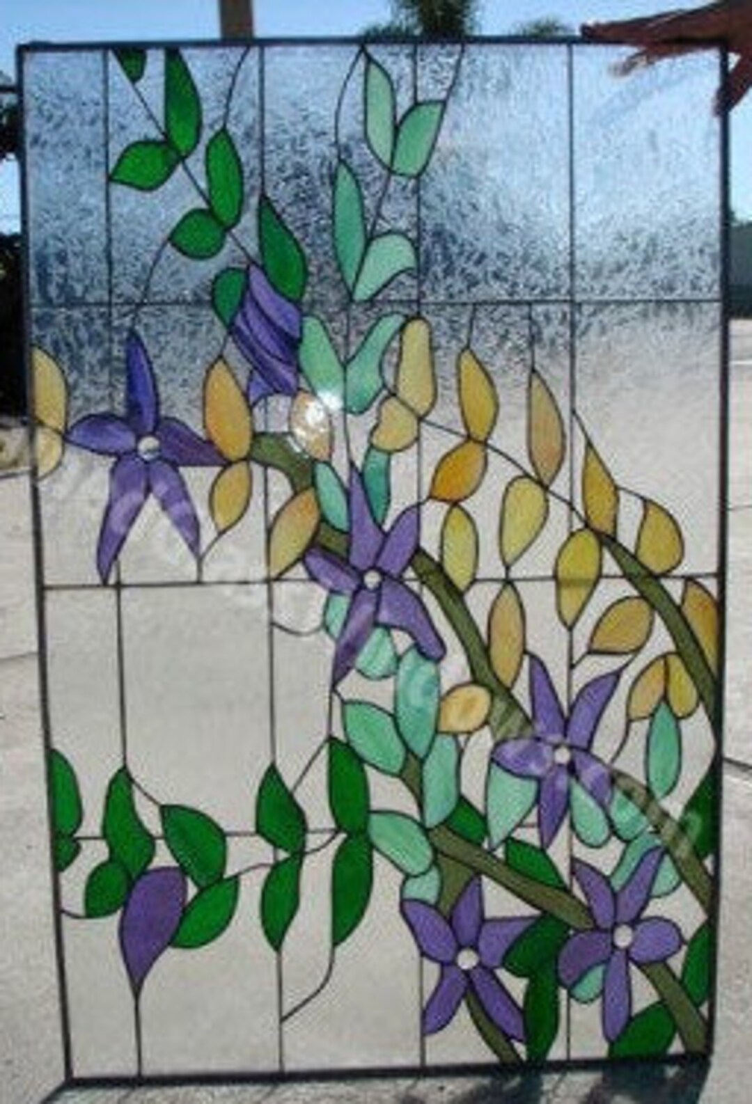 Autumn Leaves Stained Glass Window Panel, Hangings - Clear Texture ...