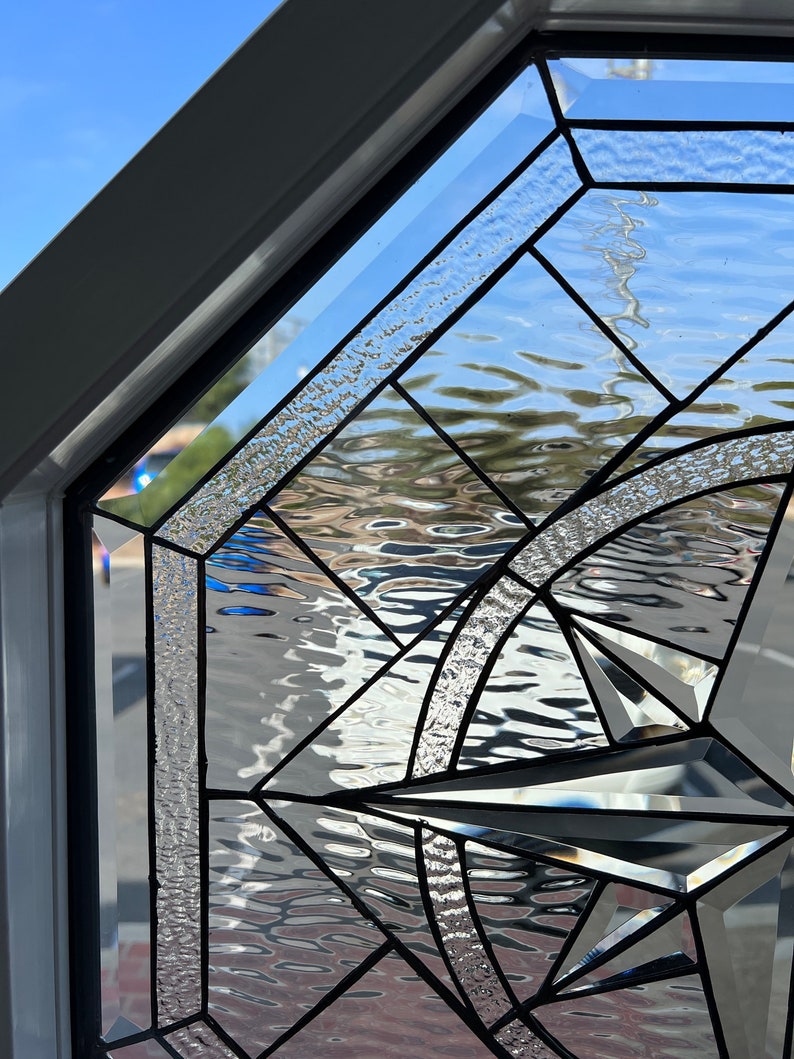 Octagon Compass Rose Beveled Stained Glass Window Panel Insulated & Pre ...