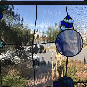 Unique Bubbles Geometric Abstract Stained Glass Window Panel ...