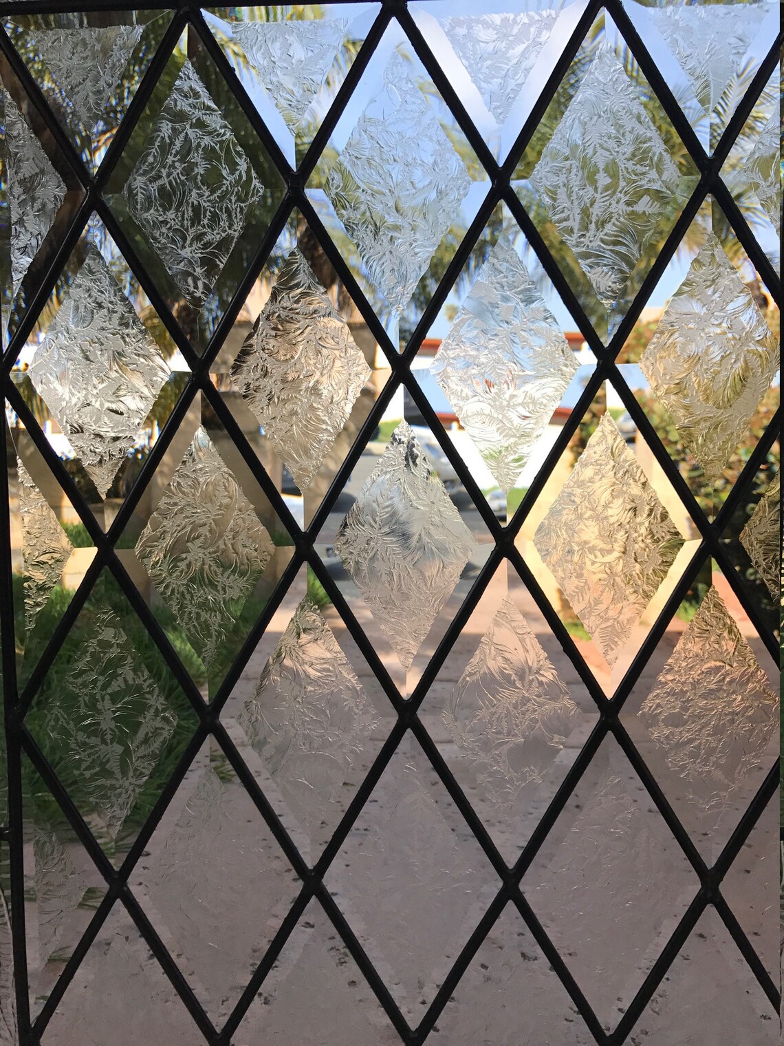 Glue Chip Beveled Diamonds Window Panel Glue Chip Beveled | Etsy